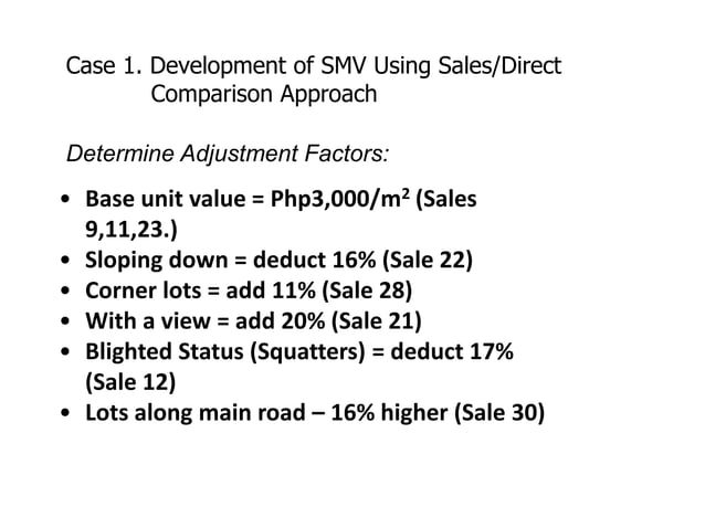 2 Development of SMV Using Sales Direct Comparison Approach.pdf | Real Estate