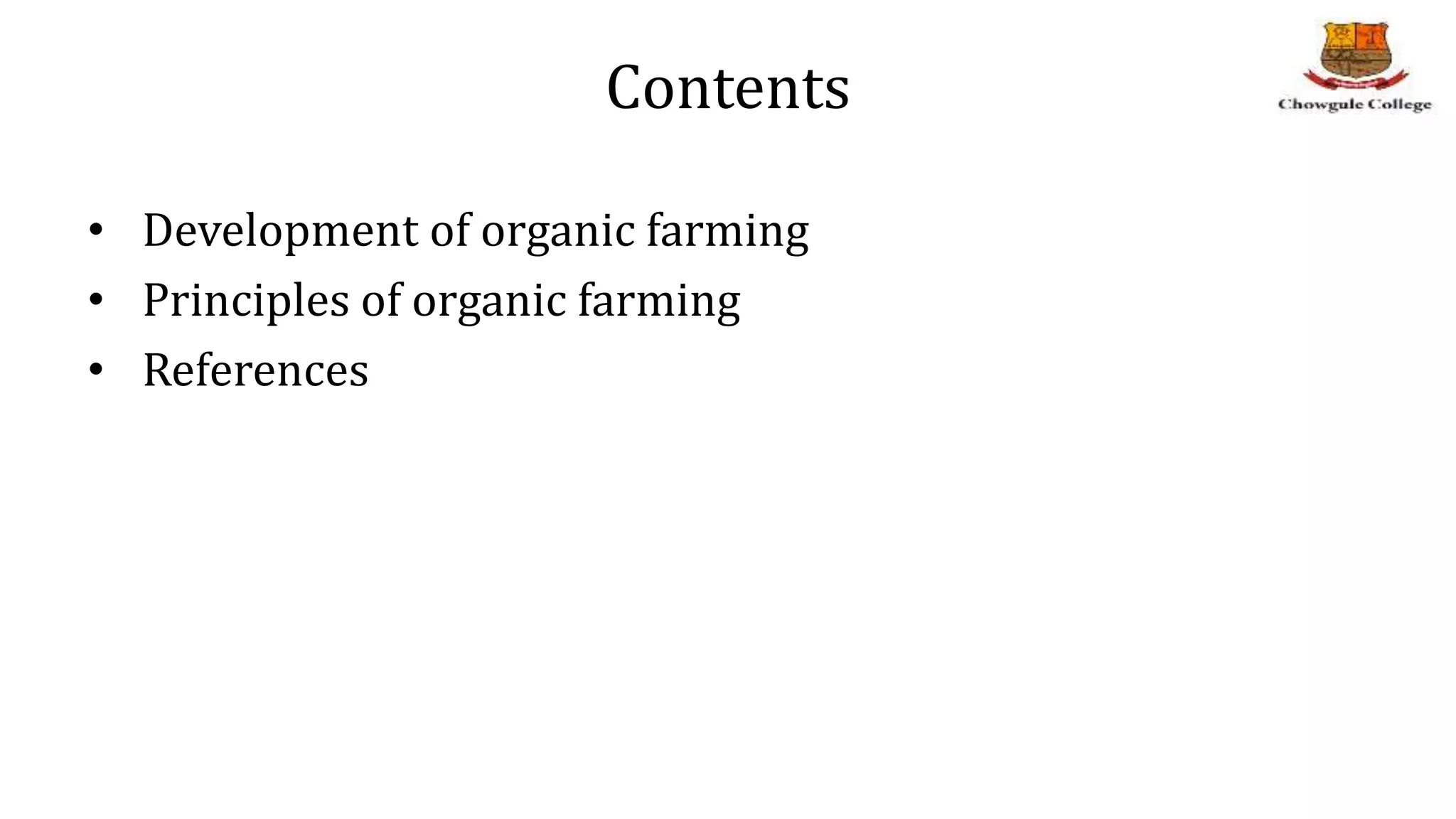 Development & principles of organic farming | PPT