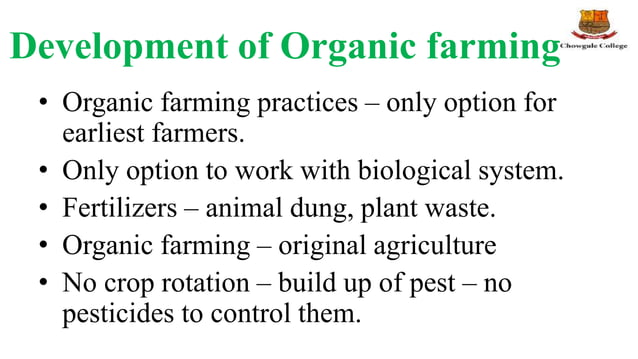 Development & principles of organic farming | PPT