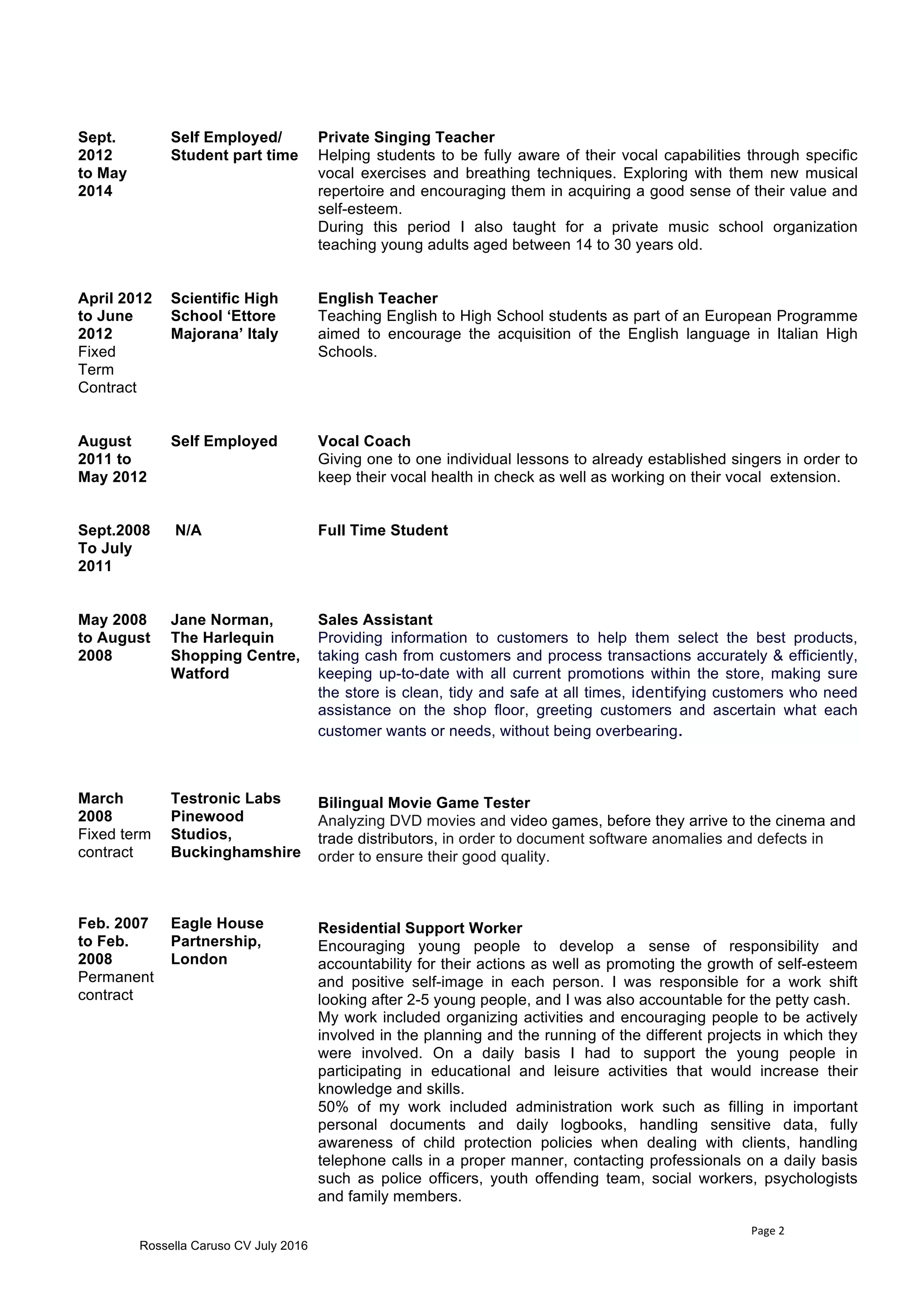 Rossella Caruso CV 2016 new | PDF