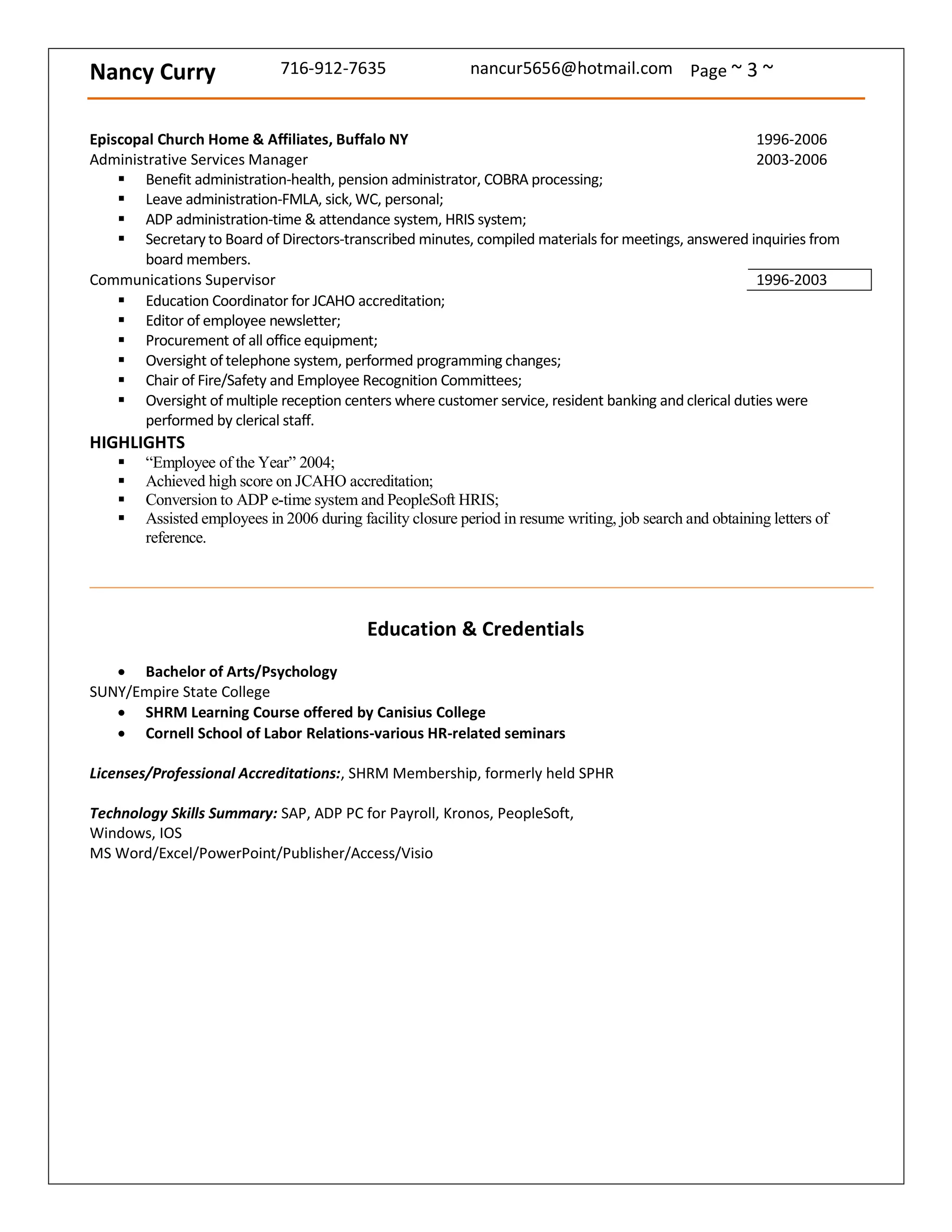 Curry Nancy Resume | PDF
