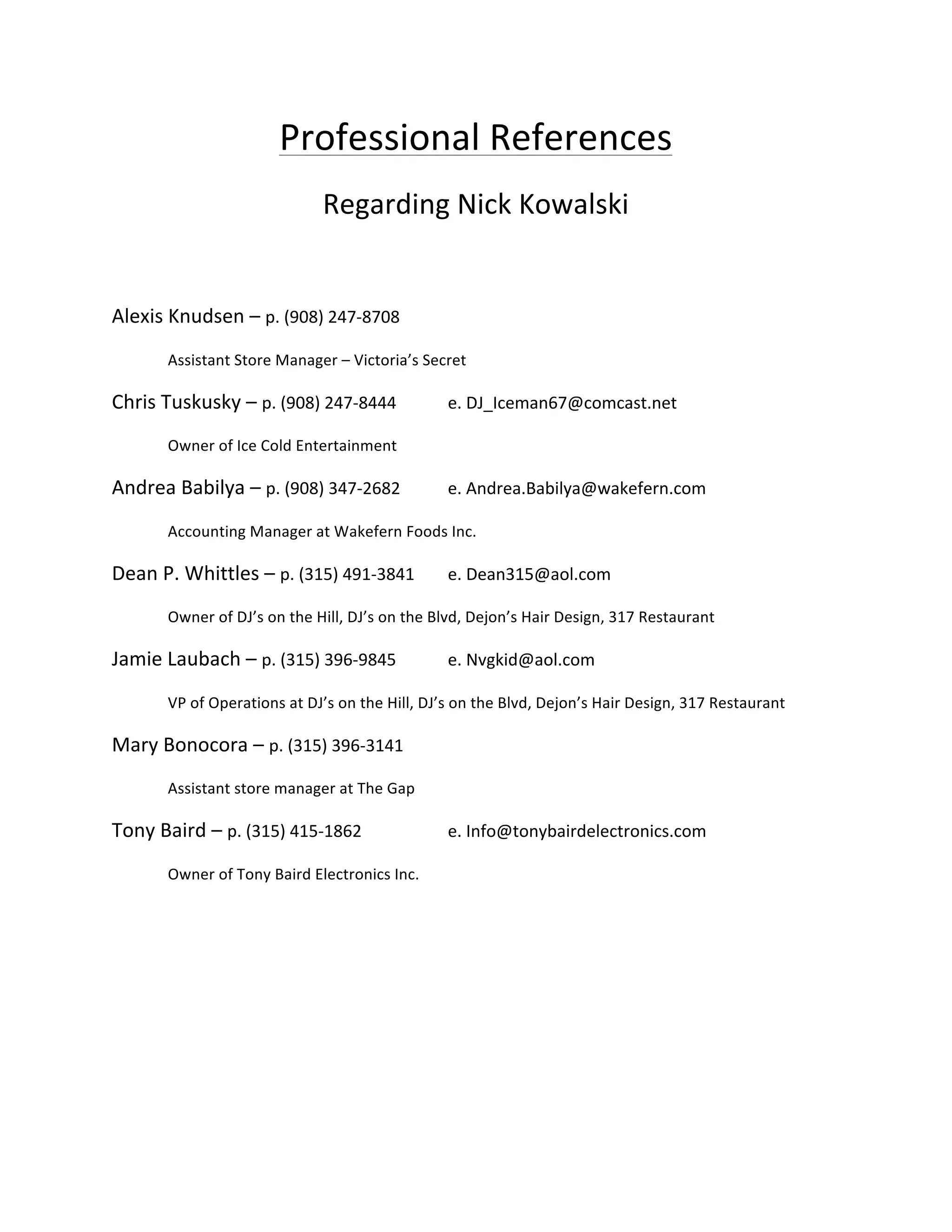 Professional References | PDF