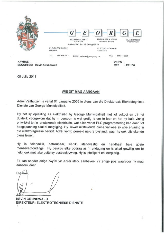 Testimonial Letter George Municipality Electrotechnical Department testimonial-letter-george-municipality-electrotechnical-department