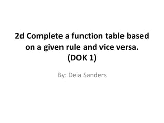 2d function table | PPT