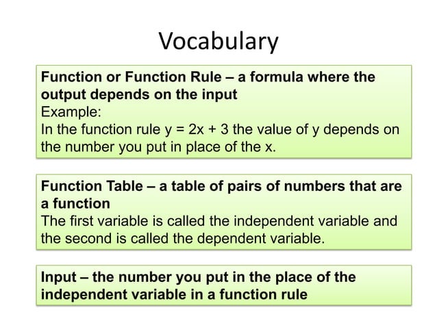 2d function table | PPT