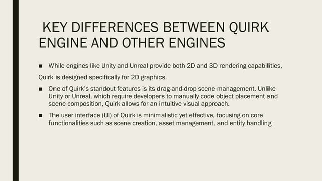 2D Game Engine (quirk engine) for renderring game | PPT