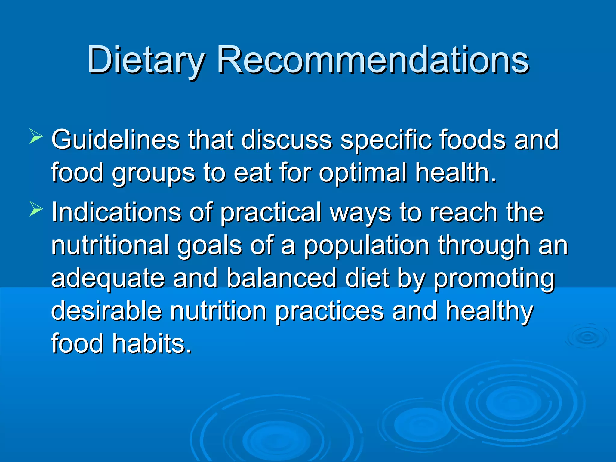 Dietary Recommendations, Food Guides, and Food Labels to Plan Menus | PPT
