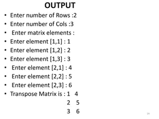 2 dimension array in programms | PPT