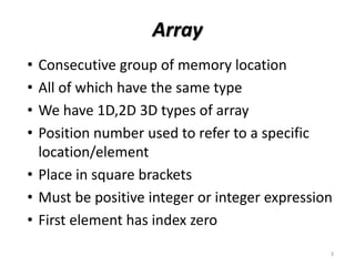 2 dimension array in programms | PPT