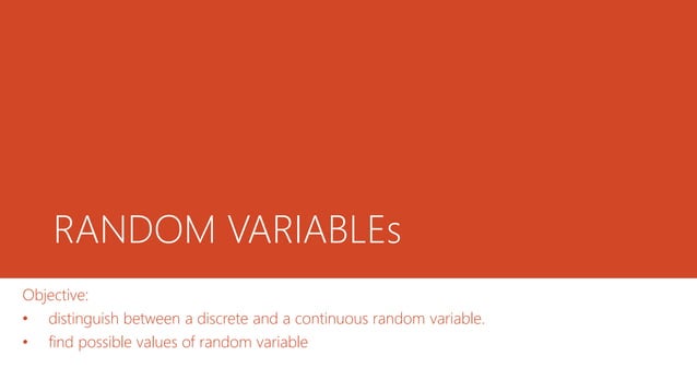 Discrete and Continuous Random Variable | PPTX | Physics | Science