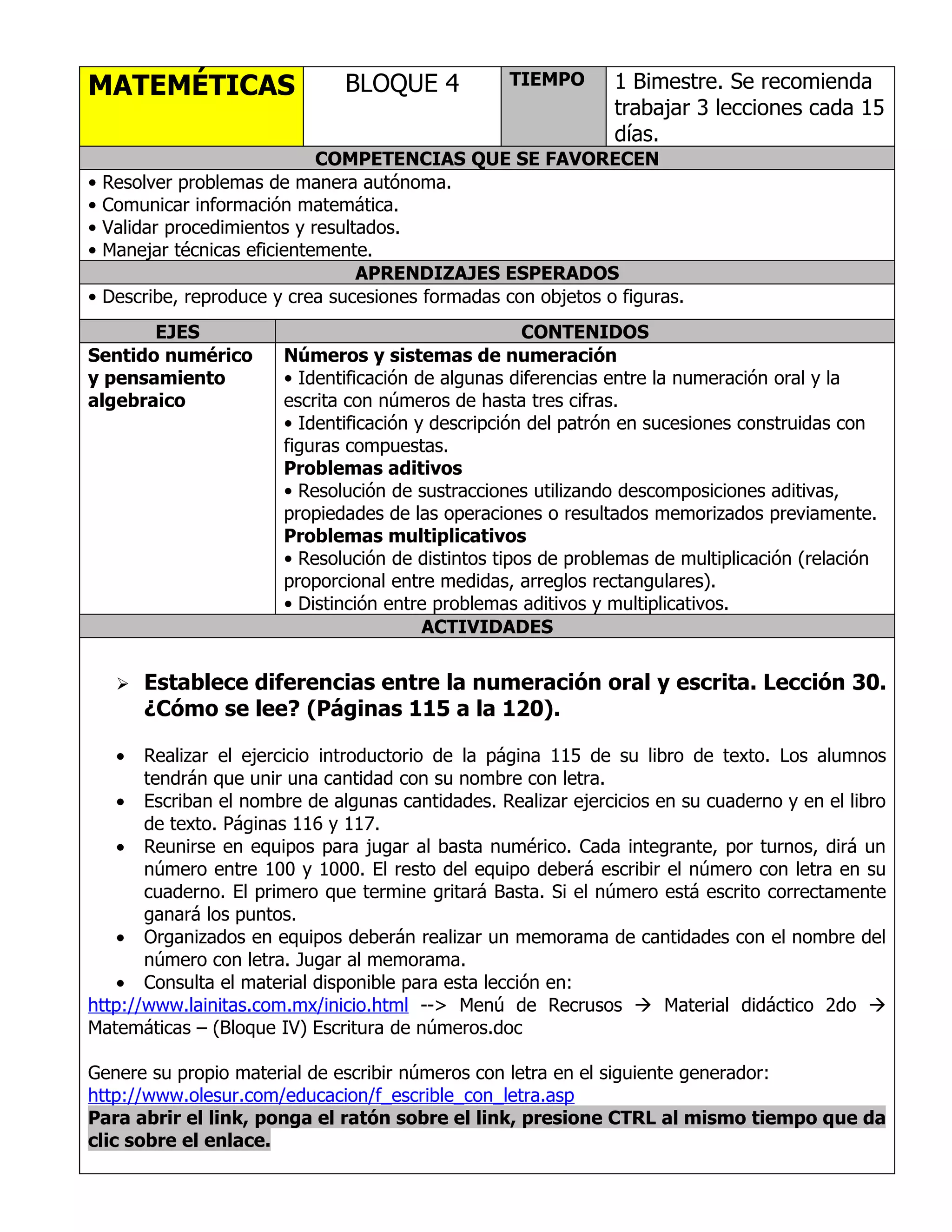 2do grado bloque iv matemáticas | DOC