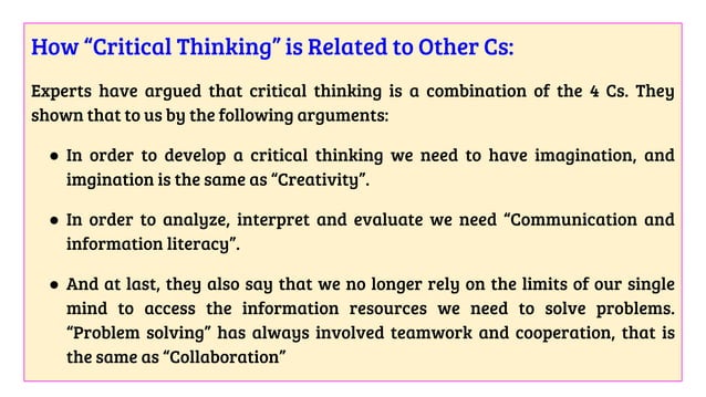 Integrating 4C´s into Teaching | PPTX