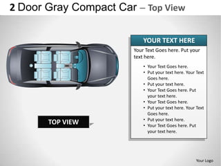 2 door gray compact car top view powerpoint presentation templates | PPTX
