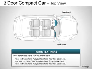 2 door gray compact car top view powerpoint presentation templates | PPTX