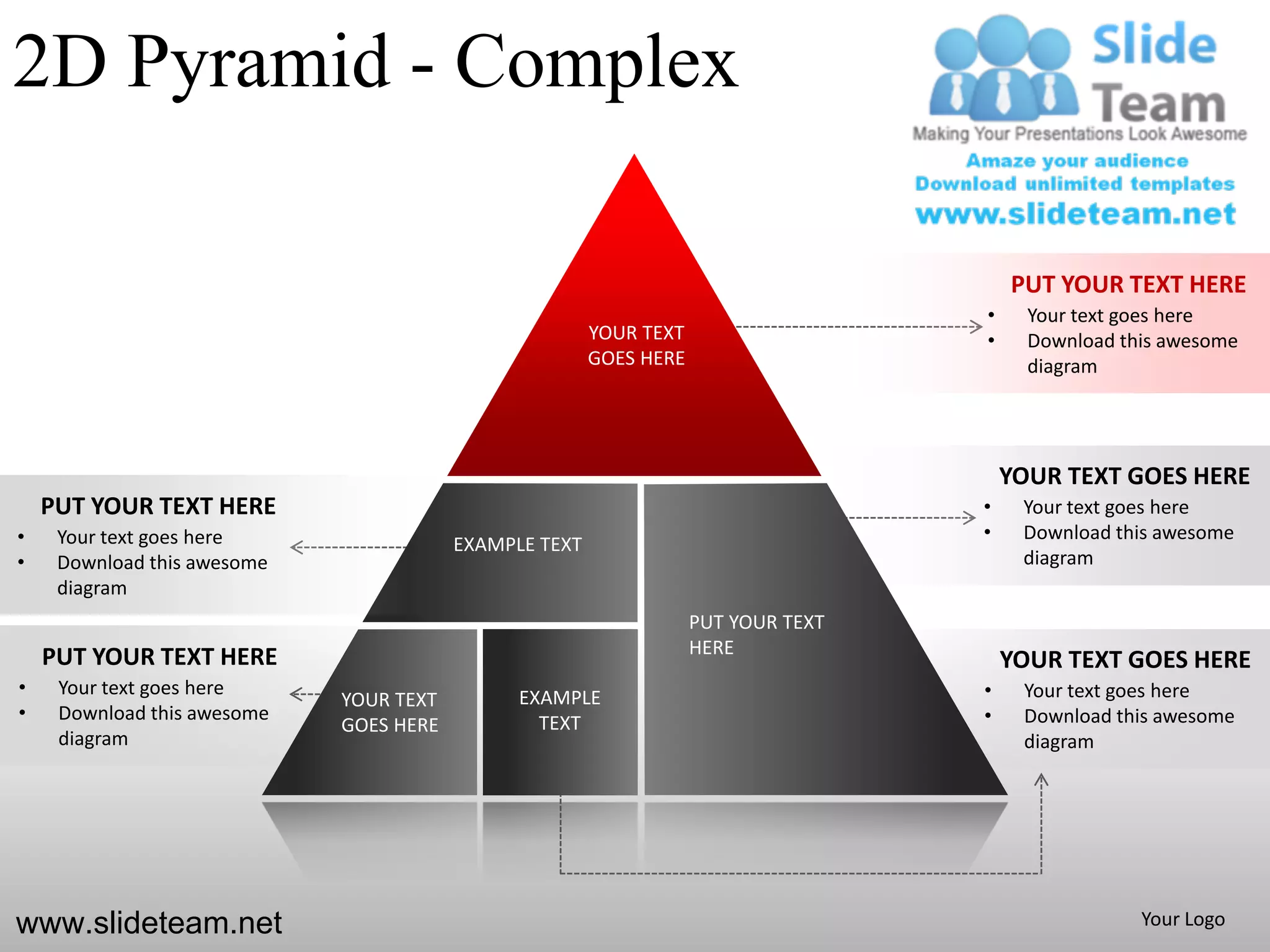 2d pyramid stacked shapes chart complex powerpoint presentation slides ...