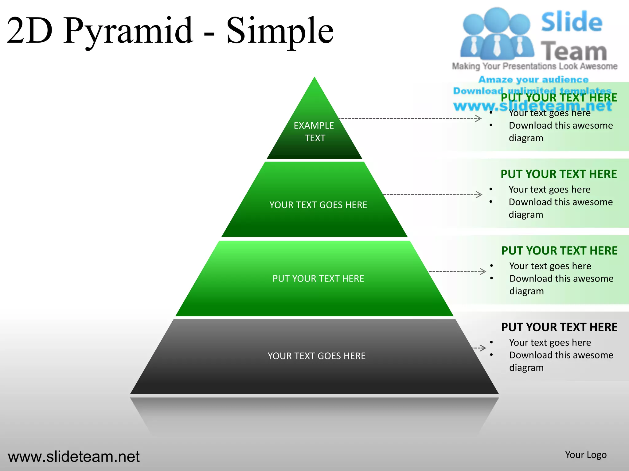 2d pyramid stacked shapes chart simple powerpoint ppt slides. | PDF ...