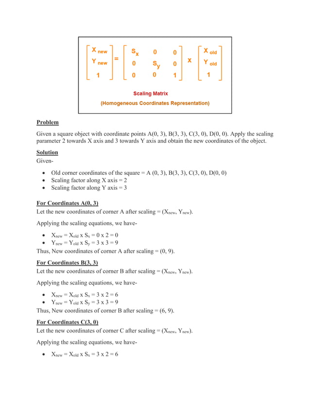 2D Transformation in Computer Graphics | PDF