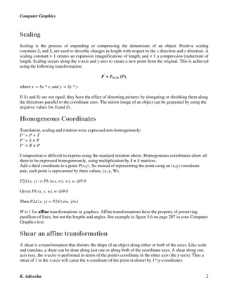 2 d transformations | PDF | 3-D Graphics | Computer Software and ...