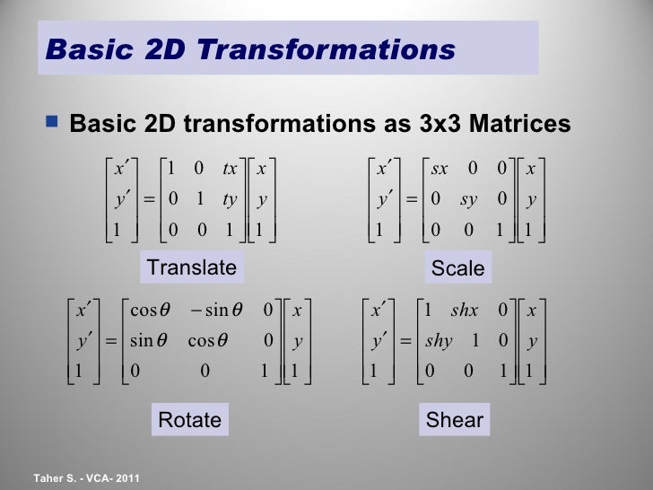 Hearn and Baker 2 D transformations