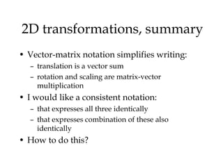 2 d transformations and homogeneous coordinates | PPTX