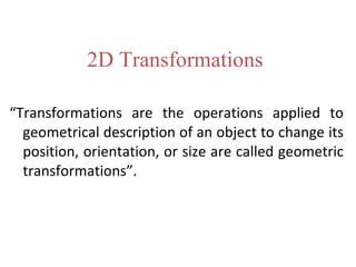 2 d transformations by amit kumar (maimt) | PPT