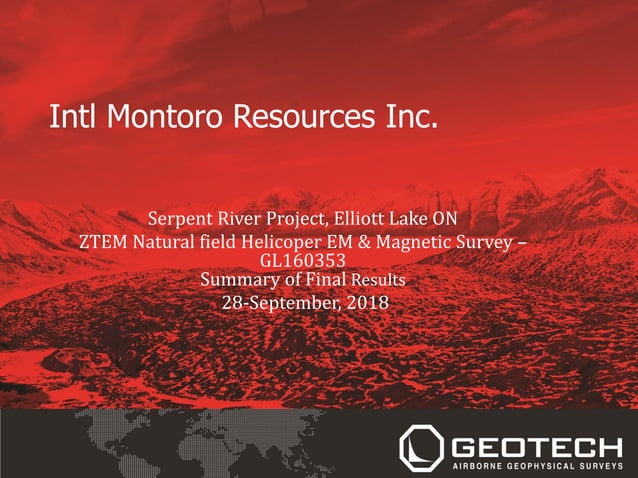 Montoro - Serpent River, Ontario Ni Cu PGE project 2D Geotech ZTEM ...