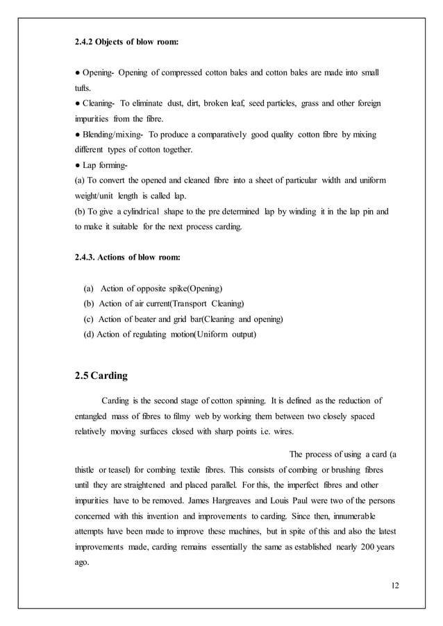 Cotton Yarn Manufacturing Process (1) | DOCX