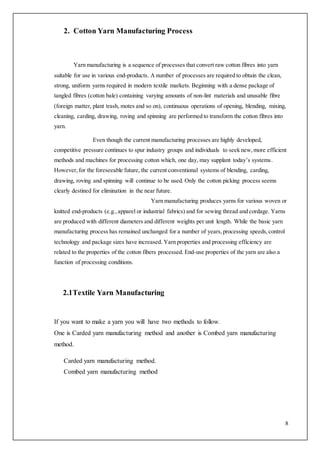 Cotton Yarn Manufacturing Process (1) | DOCX