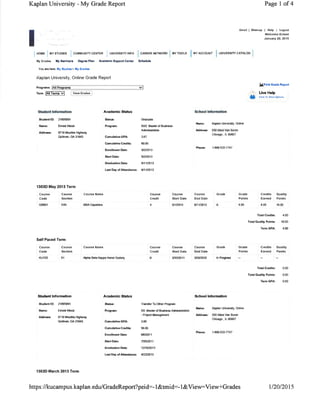 Official grades Kaplan University Master's Degree | PDF | Postgraduate ...