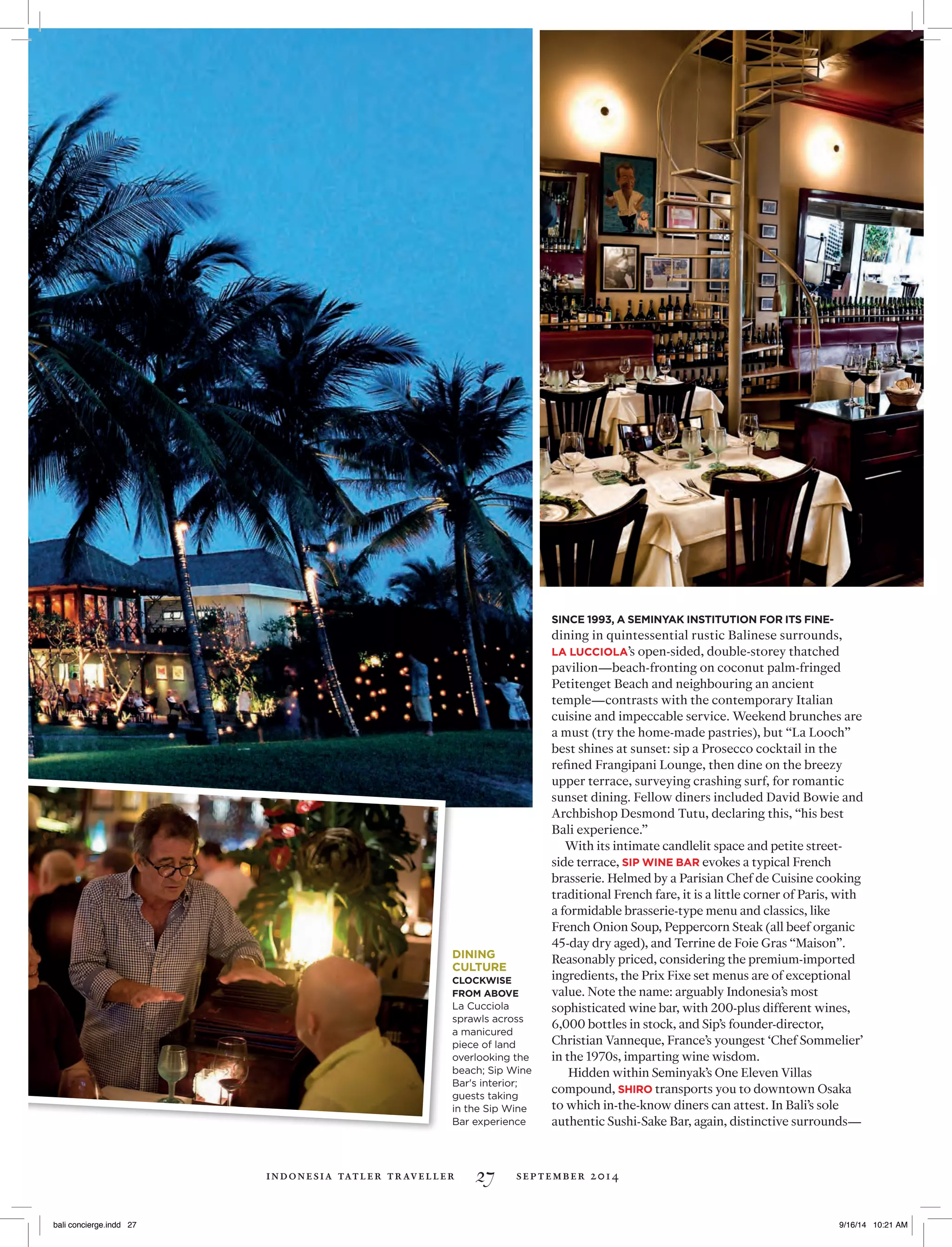 INDONESIA TATLER BALI CONCIERGE 2014 | PDF