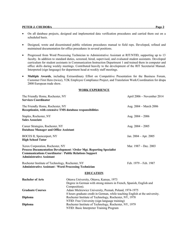 2014 1123 Resume - Peter J Chudoba | PDF