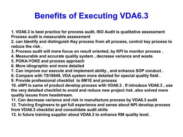 Process Audit --VDA | PPT | Business | Business and Finance