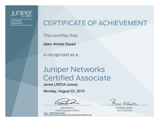 Junos certificate | PDF