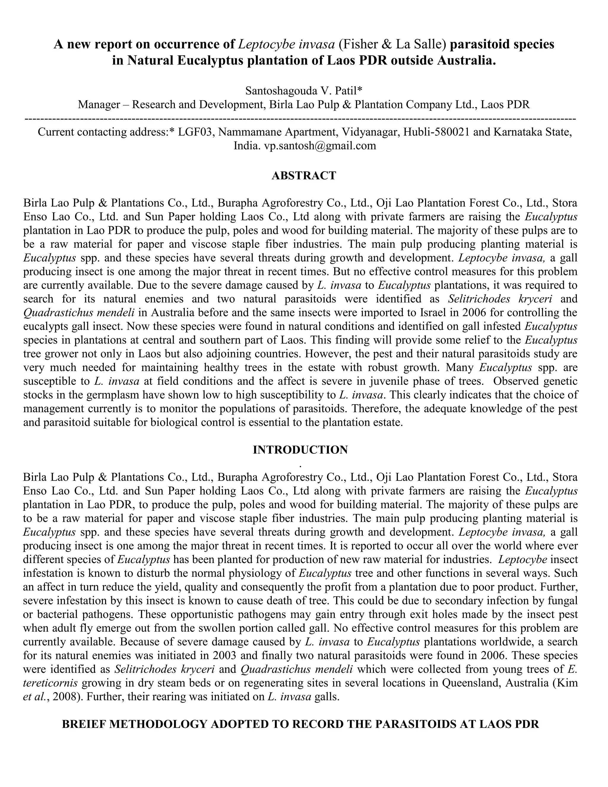 The New report of L invasa parasitoids | PDF