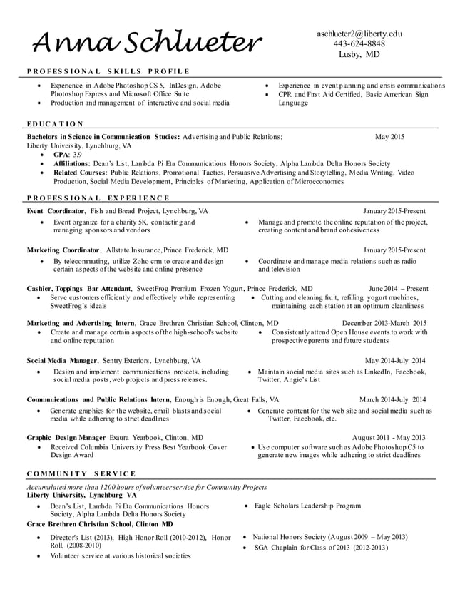 Anna Schlueter Resume | PDF