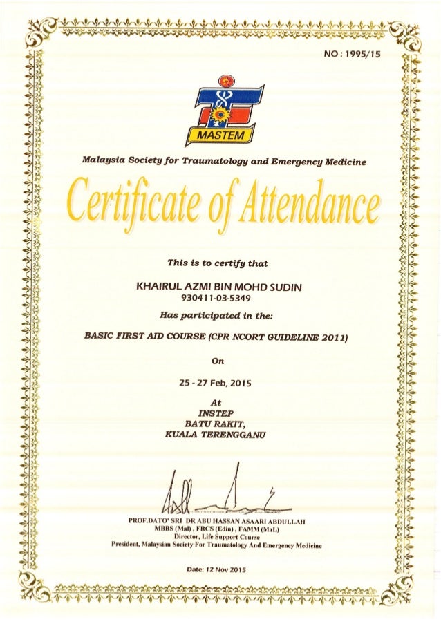 CERTIFICATE BASIC FIRST AID