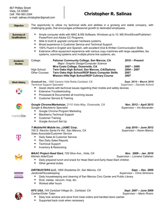 Resume Chris Salinas 2016 | PDF