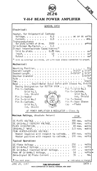 TUBE 2E26 REFERENCE AMP BEAM POWER TRANSMITTING | PDF