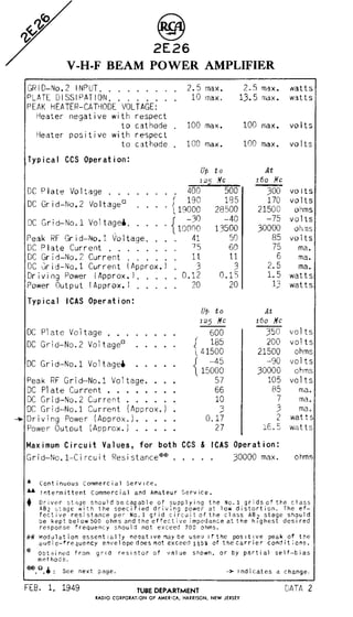 TUBE 2E26 REFERENCE AMP BEAM POWER TRANSMITTING | PDF