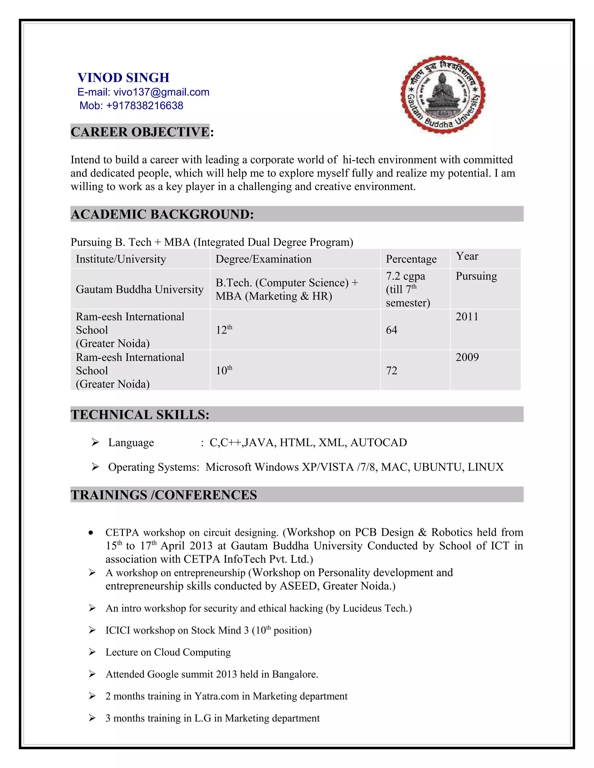 Vinod_Singh_(RESUME) | PDF