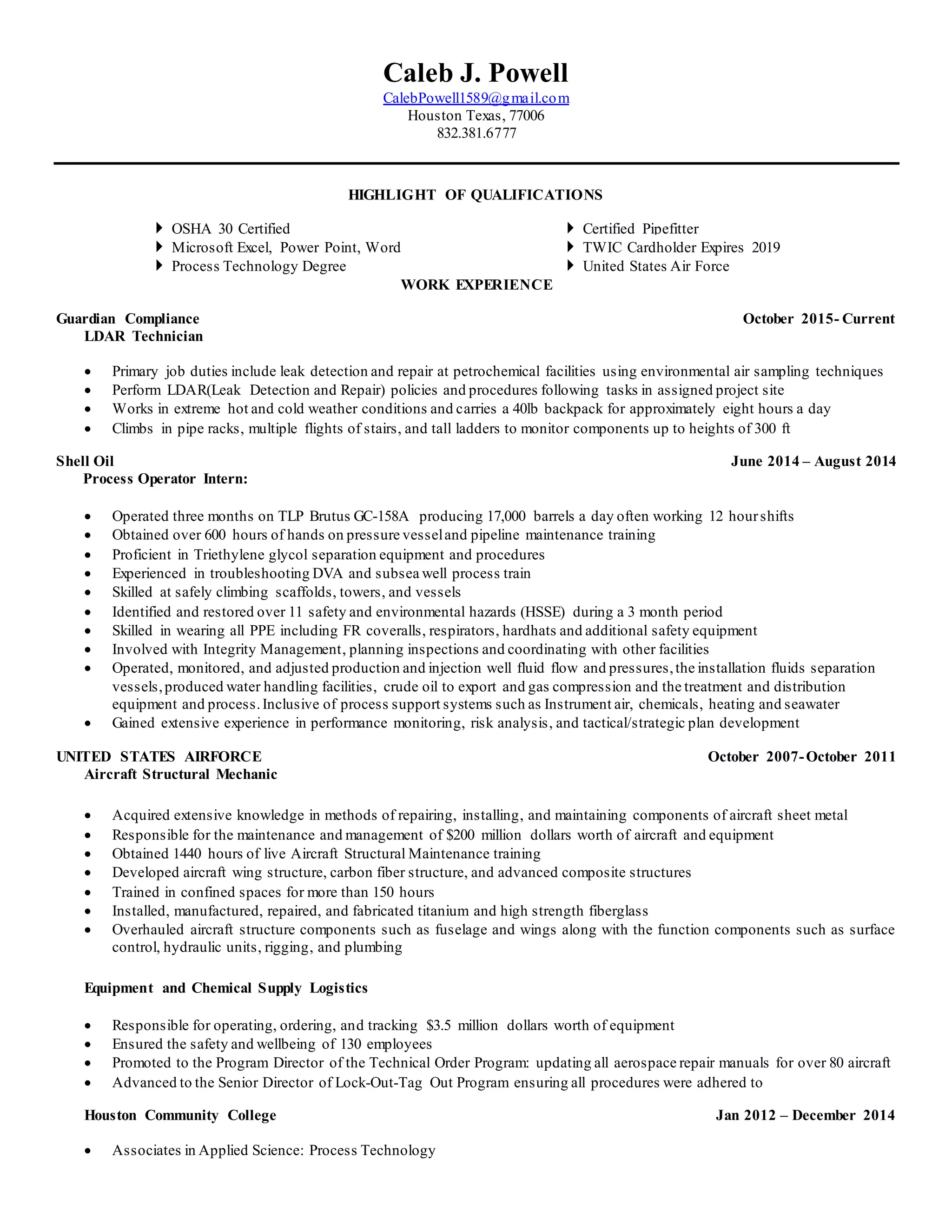 Caleb J. Powell Resume | DOCX