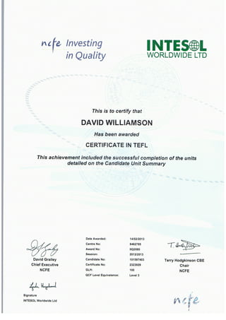 TEFL Certificate from INTESOL | PDF