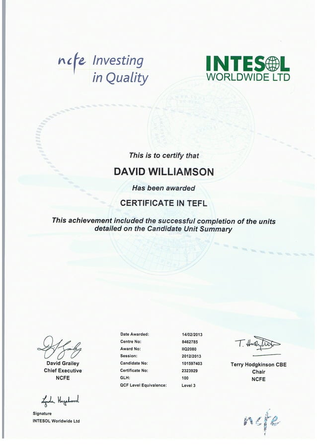 TEFL Certificate from INTESOL | PDF