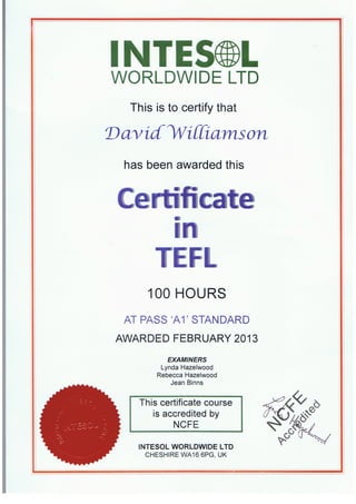 TEFL Certificate from INTESOL | PDF