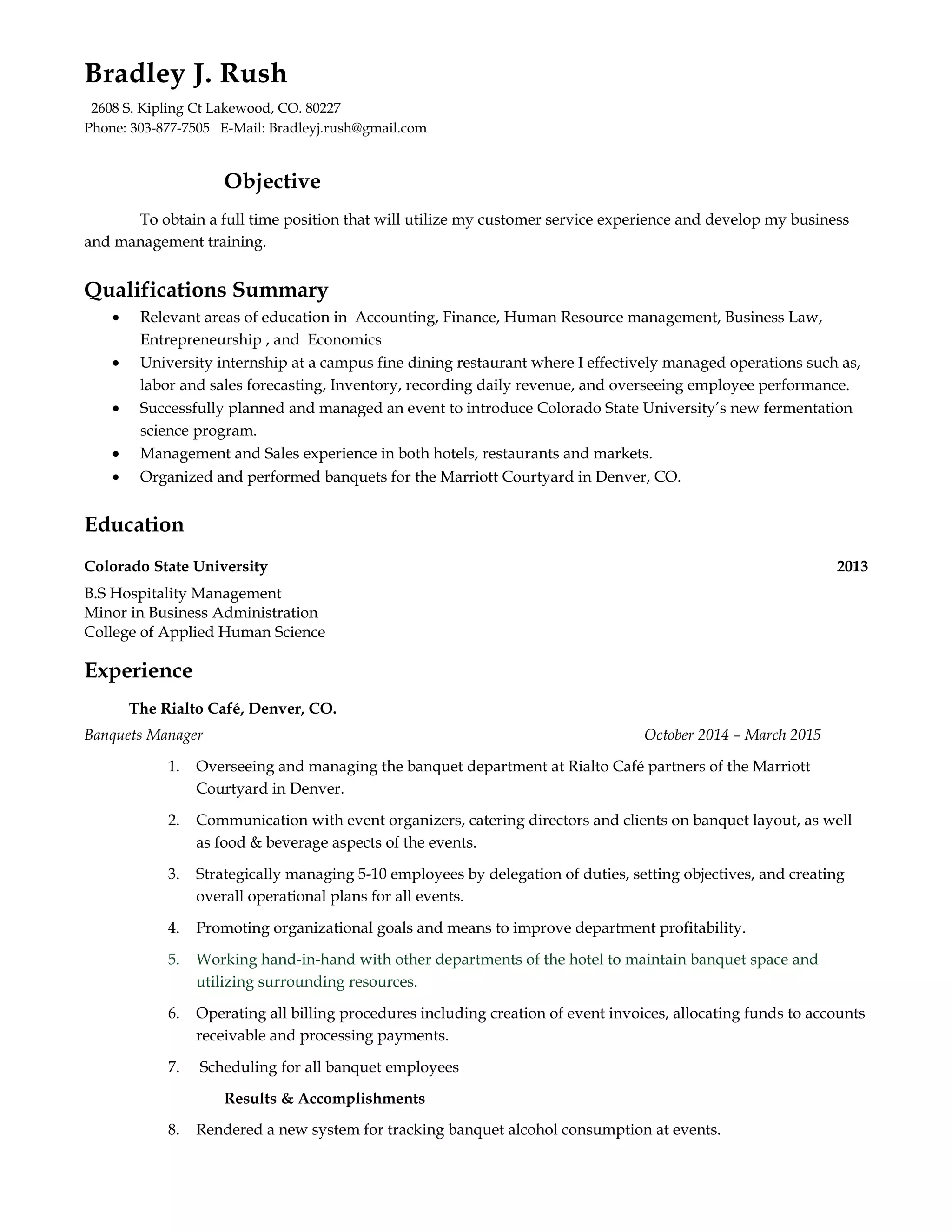 BradRushResume2015 | PDF