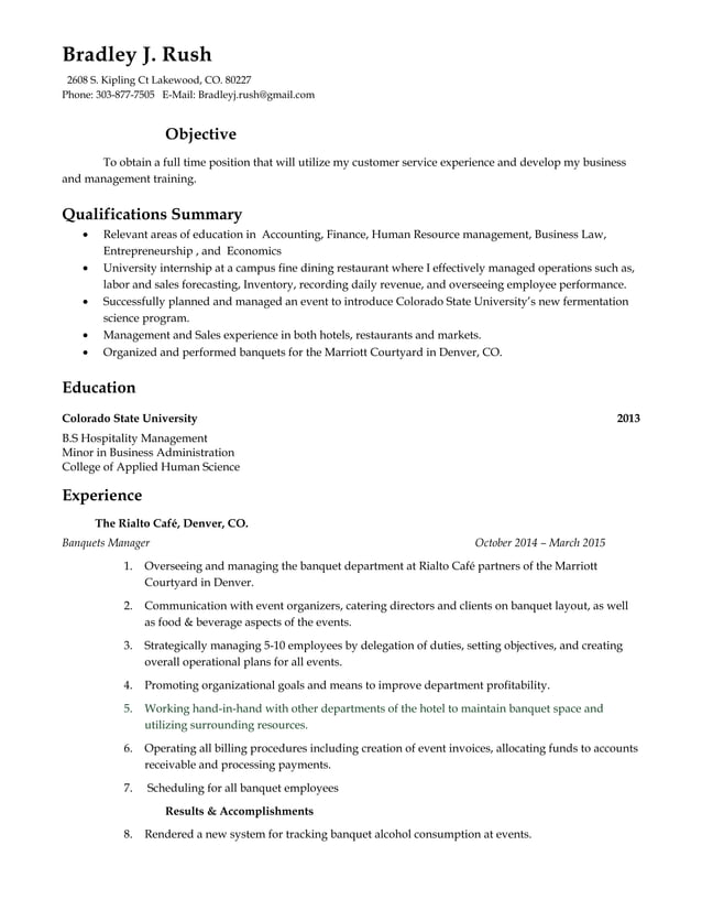 BradRushResume2015 | PDF