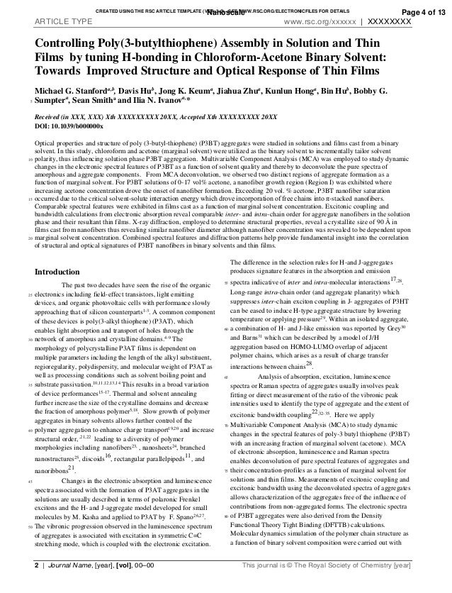Controlling Poly3 Butylthiophene Assembly In Solution Manuscript