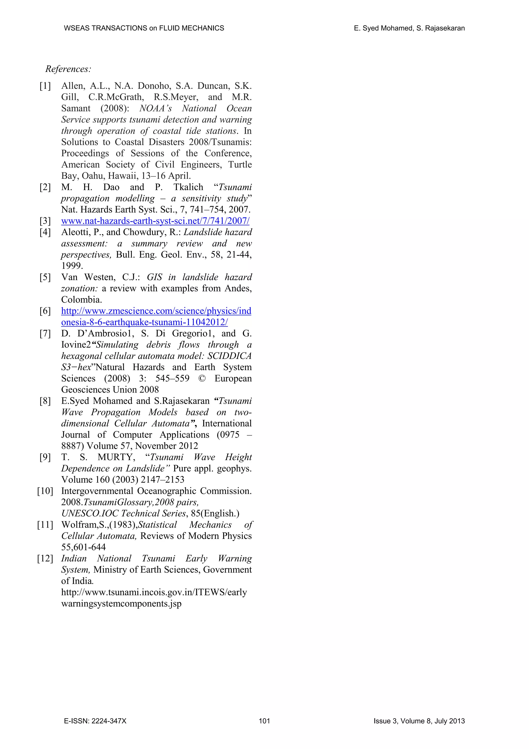 Tsunami Wave Simulation Models Based On Hexagonal Cellular Automata Pdf