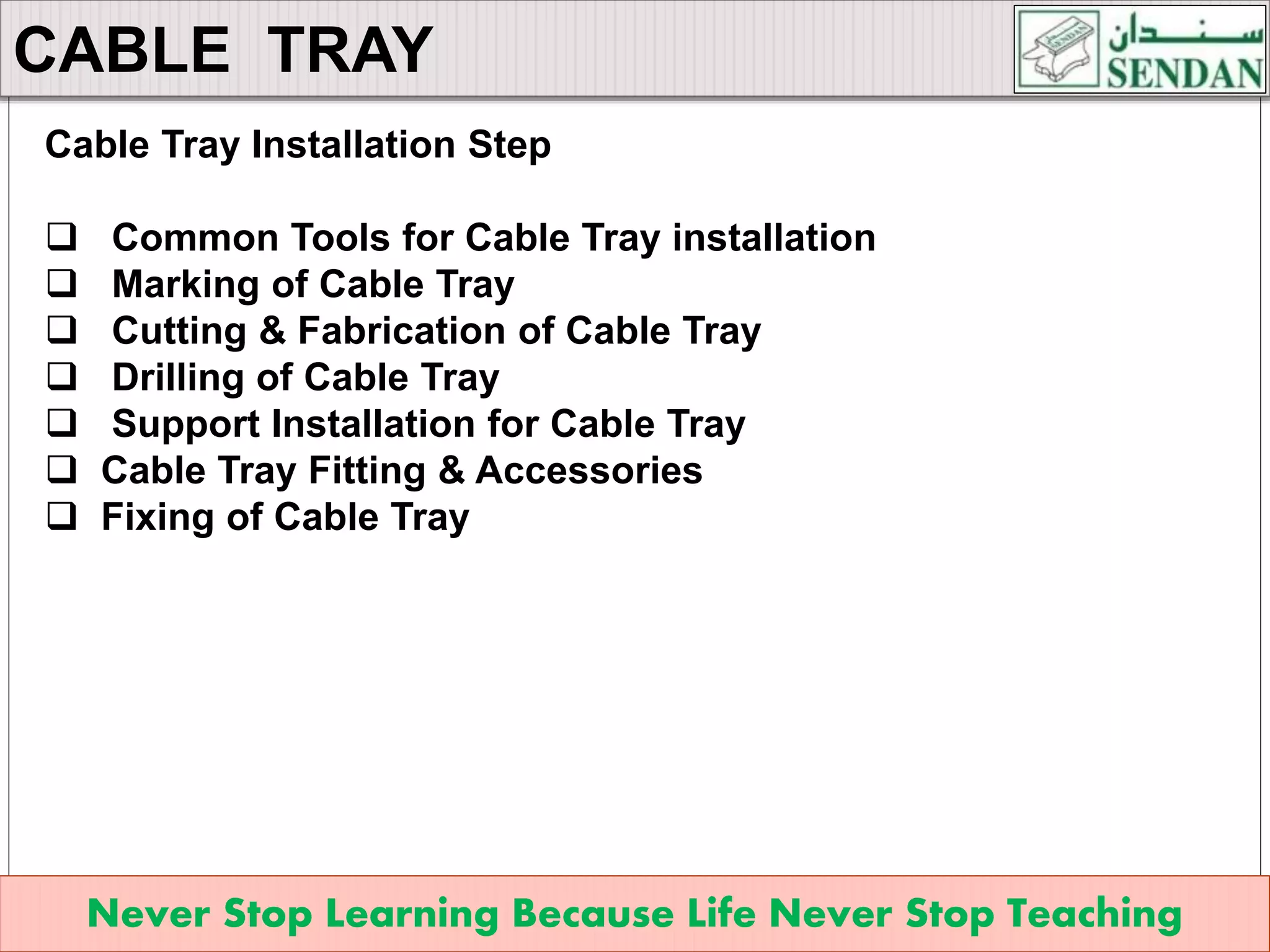Cable Tray Installation 211215 | PPTX