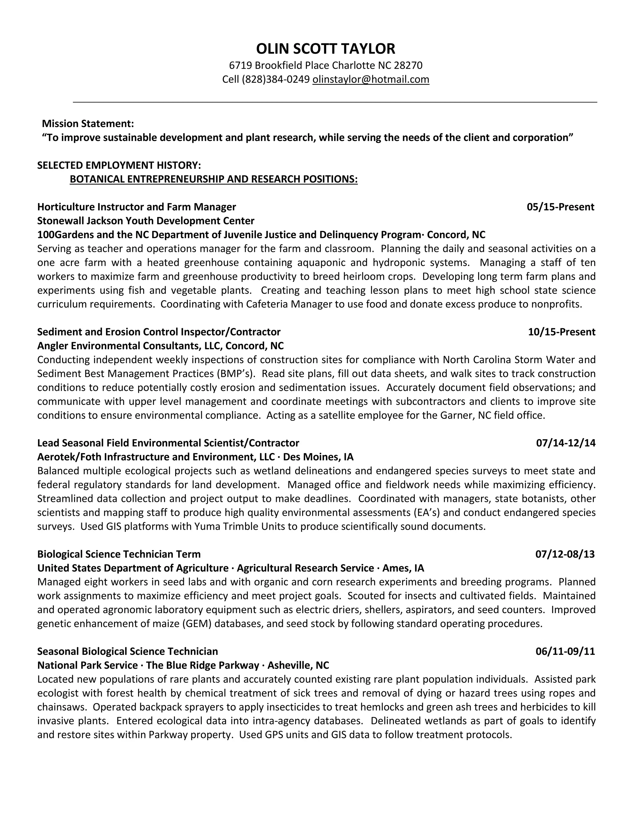 Olin_S_ Taylor_Botanist_and_Wetland Biologist_2016 Current CO | PDF
